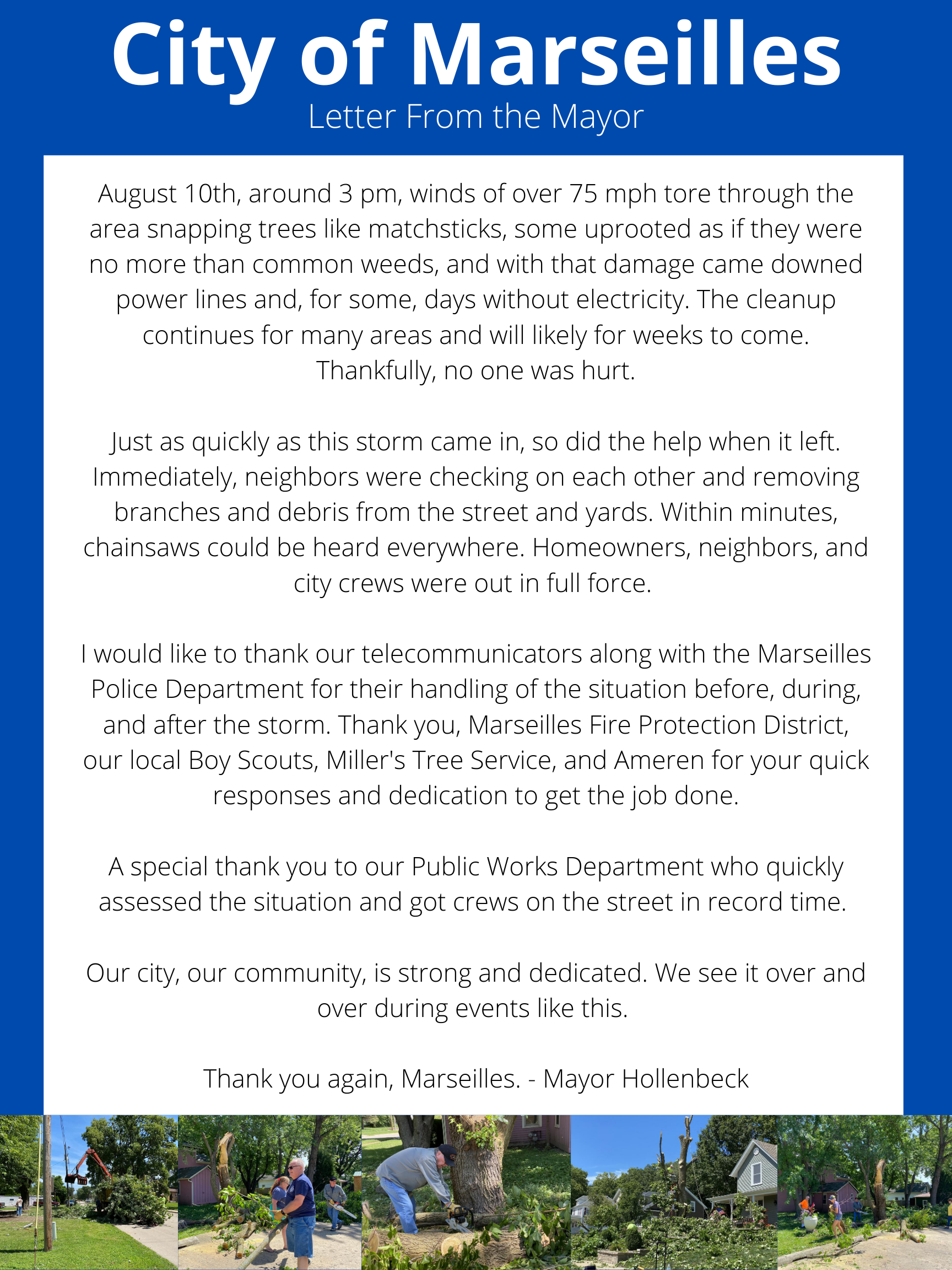 A Thank-you From the Mayor - Marseilles, Illinois